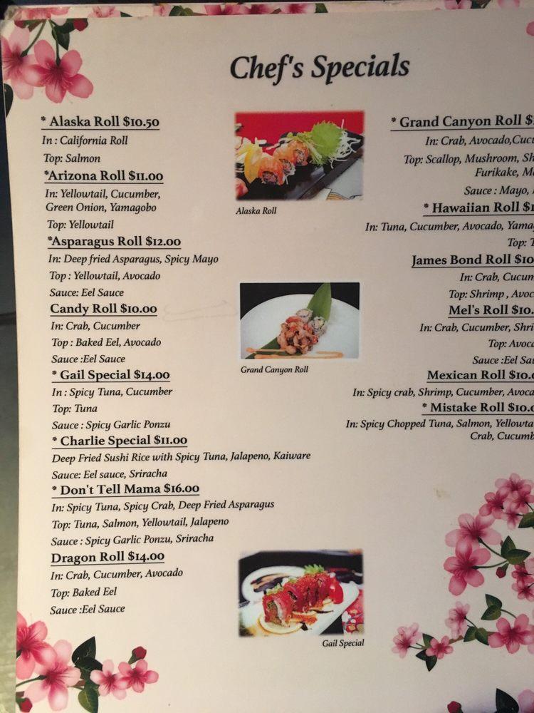 Menu at Sushi Fever restaurant, Las Vegas, W Sahara Ave