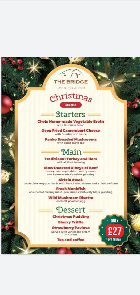 Menu at The Bridge Bar & Restaurant, Dunloy