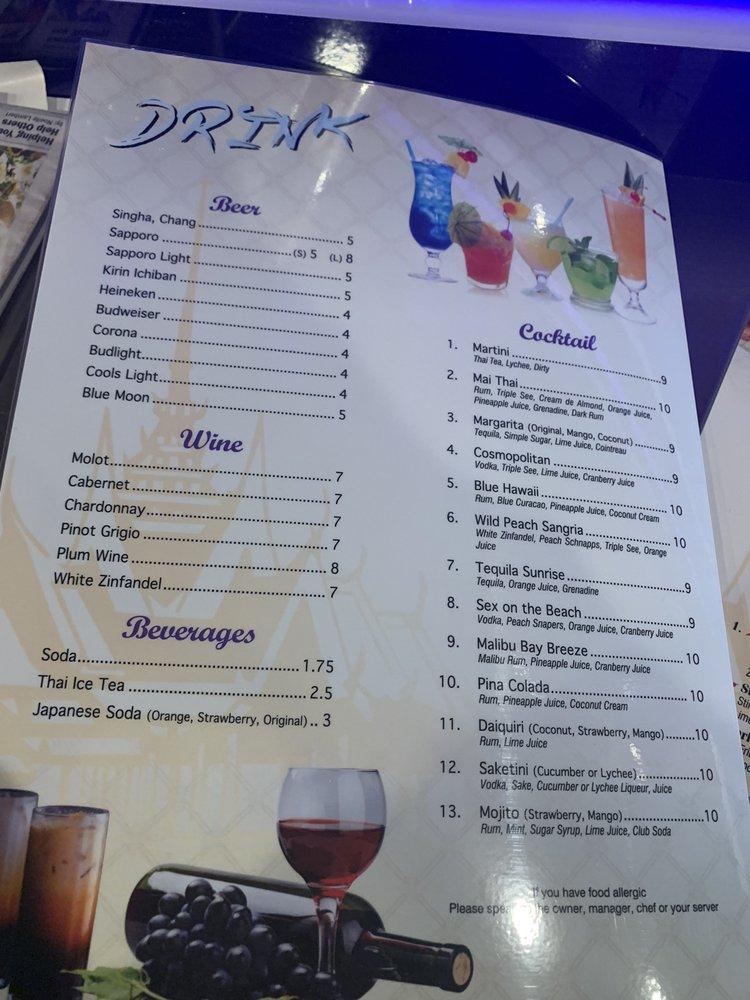 Menu at 109 Thaiana restaurant, West Babylon