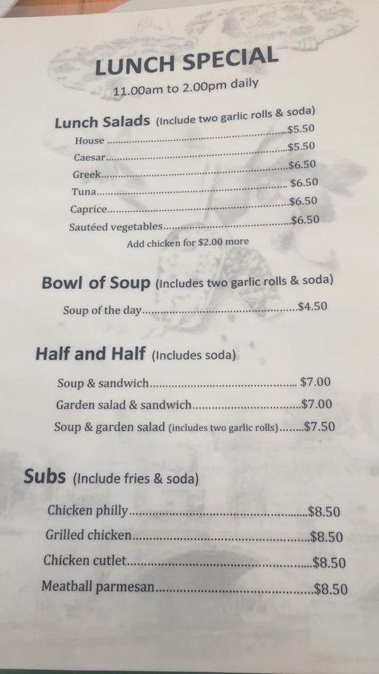 Menu at AMO Pizzeria, Coral Springs