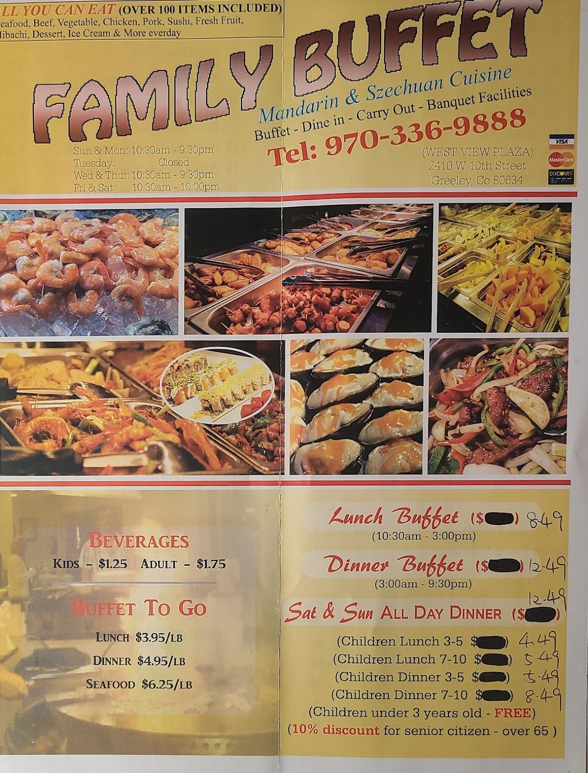 Menu at Family Buffet restaurant, Greeley