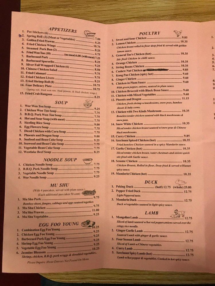 Menu at Golden Spring Mandarin Cuisine restaurant, Sonoma