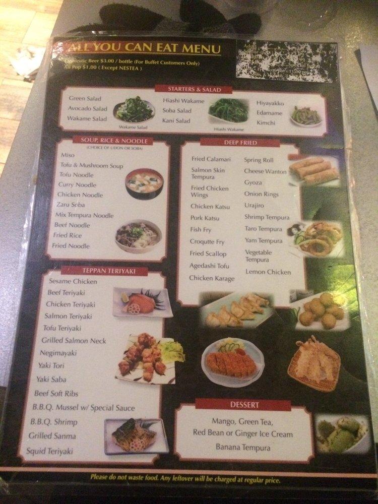 Menu at Kuni Sushi Ya restaurant, Toronto, 20 Baldwin St