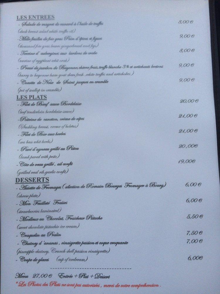Menu au Le Gavroche Blaye Restaurant / Brasserie, Blaye