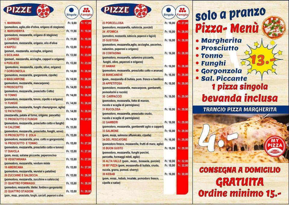 Menu at MY PIZZA, Mezzovico-Vira