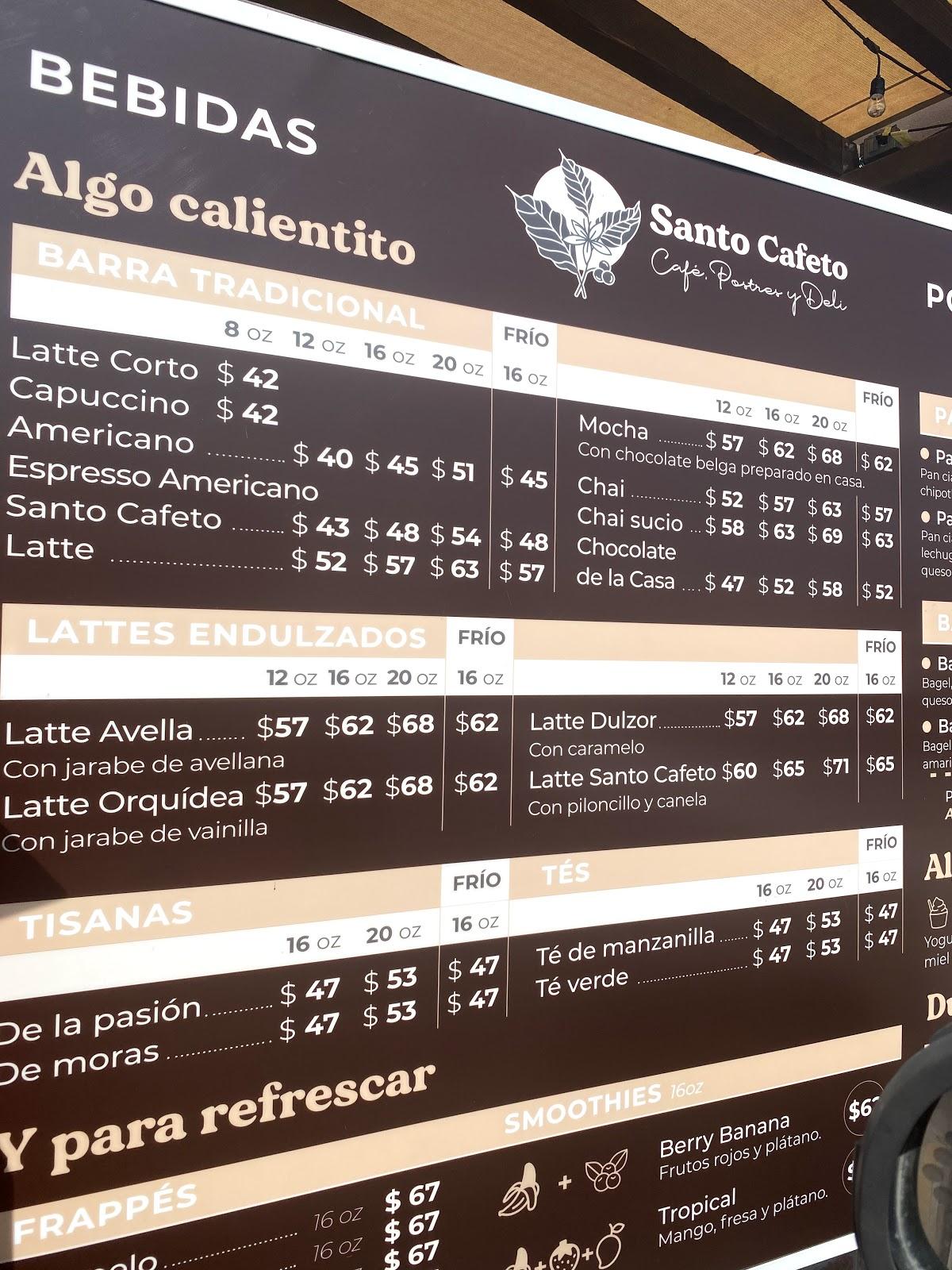 Menu at Santo Cafeto, Tijuana