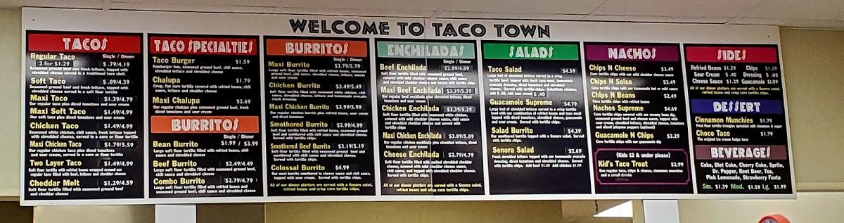 Menu at Taco Town In Crestview restaurant, Crestview