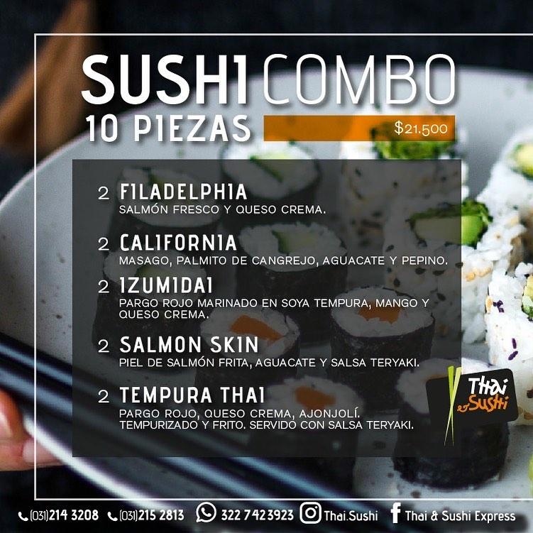 Menu at Thai & Sushi Express restaurant, Bogotá
