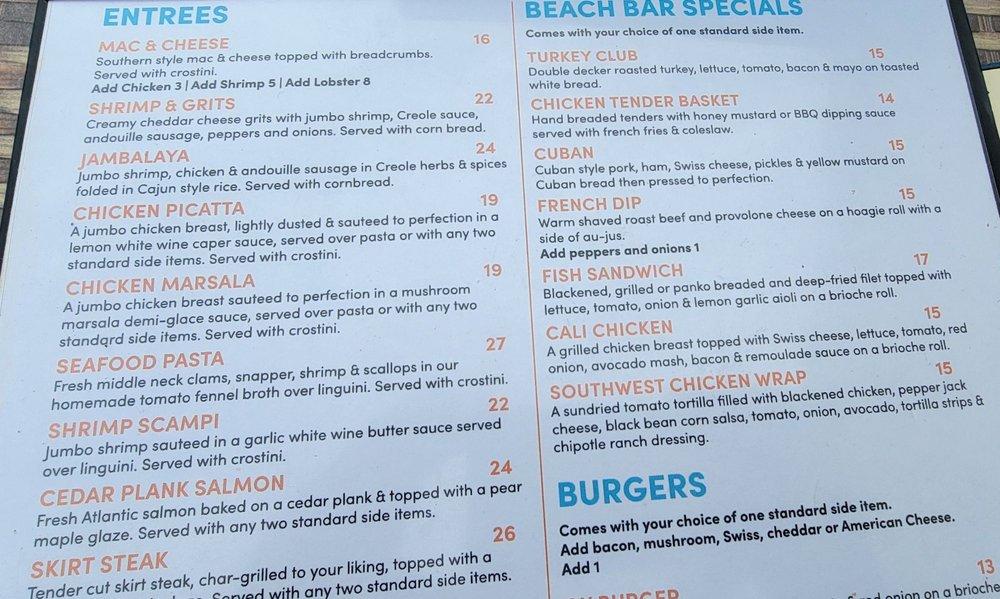 Menu at The Inn Restaurant at Ocean Village, Fort Pierce
