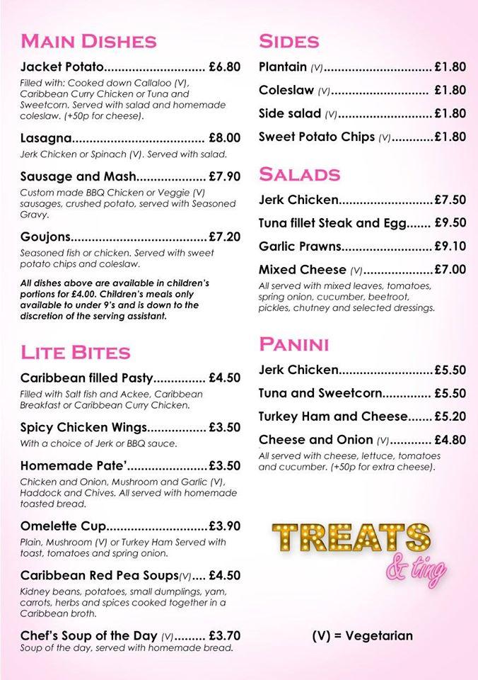 Menu at Treats & Ting restaurant, London