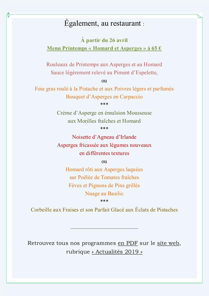 Menu au Au Cheval Blanc restaurant, Diefmatten