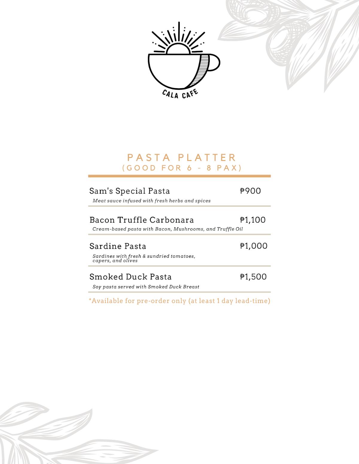 Carta de Cala Cafe, Ciudad Quezon