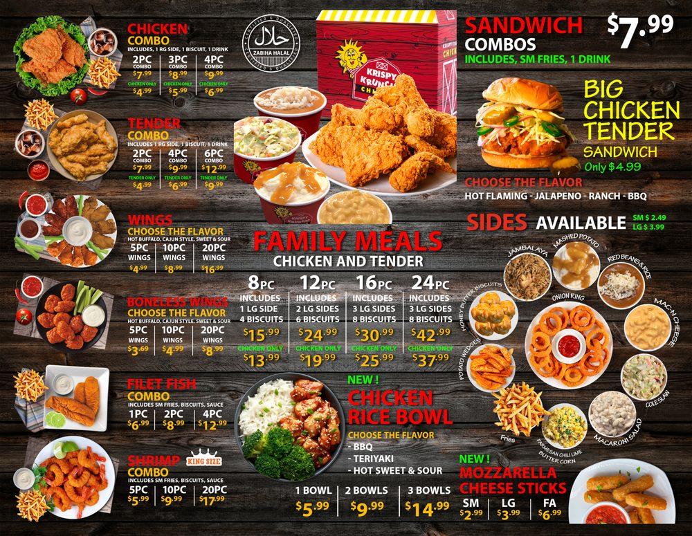 Menu at Krispy Krunchy Chicken fast food, Anaheim, W Lincoln Ave D-2