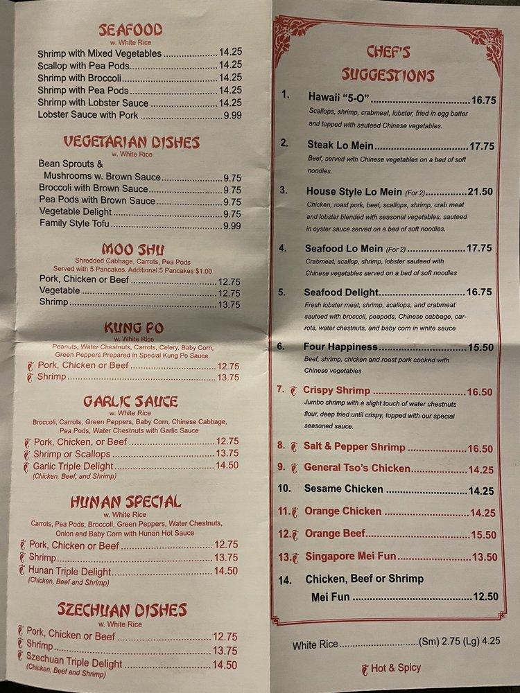 Menu at Lee Wah Chen Restaurant, Moultonborough