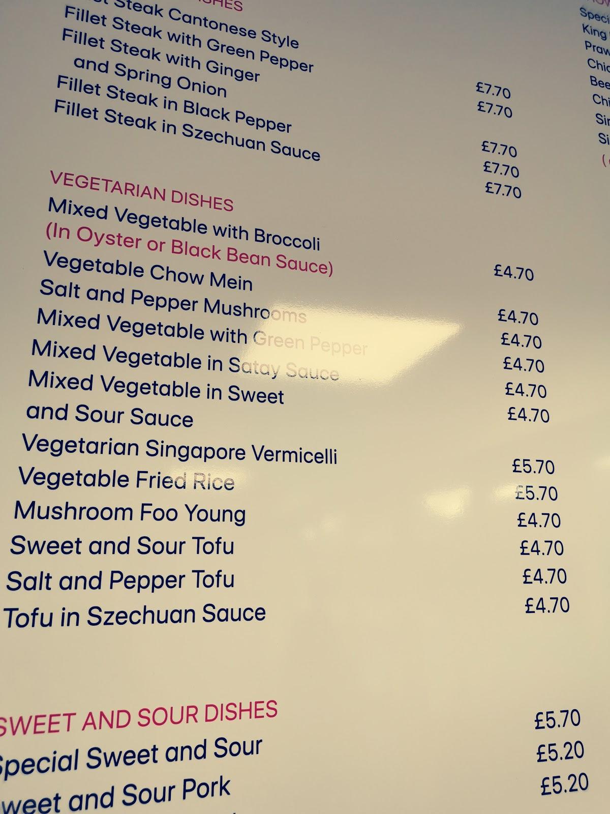 Menu at Ming's Whitefield restaurant, Manchester, 165 Radcliffe New Rd
