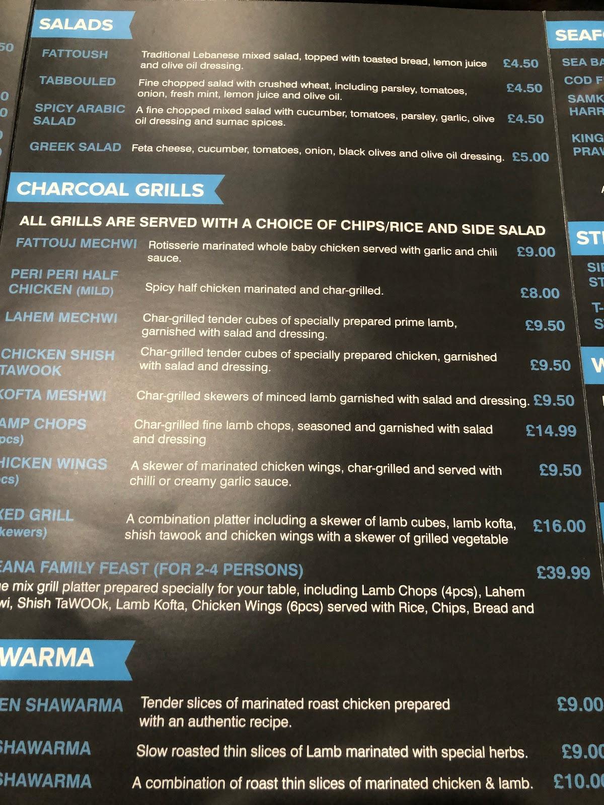 Menu at Grand Lebanon Restaurant Hull, Hull