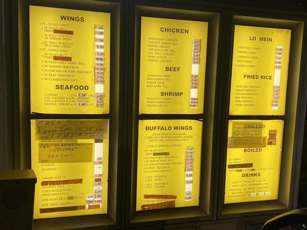 Menu at Original Timmy Chan restaurant, Houston, Martin Luther King Blvd