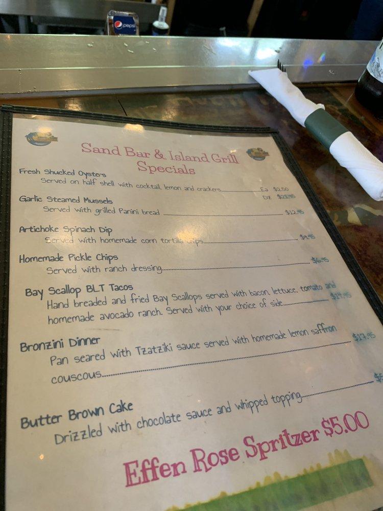 Menu at Sand Bar and Island Grill, Twin Lakes