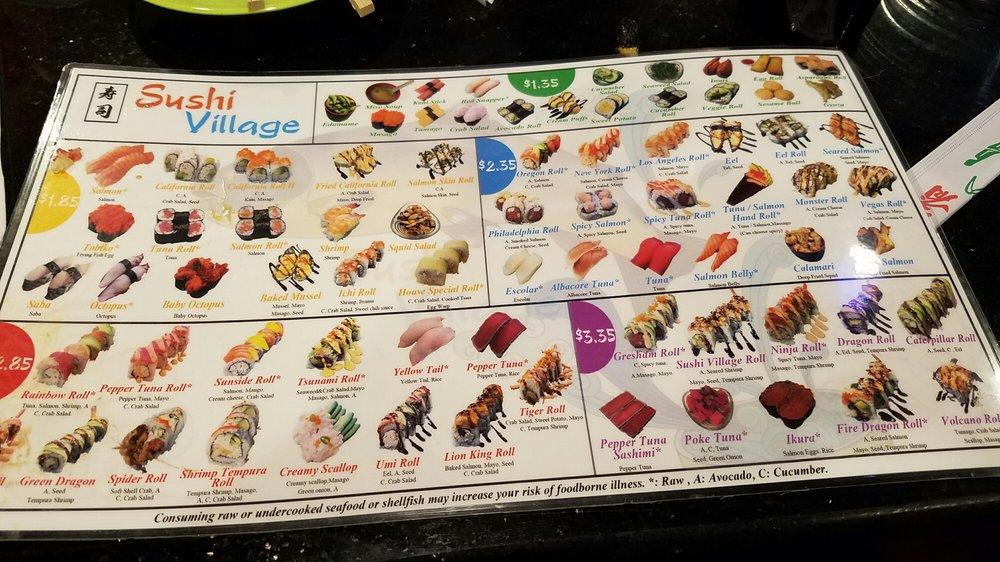 Menu at Sushi Village restaurant, Portland, NE 181st Ave