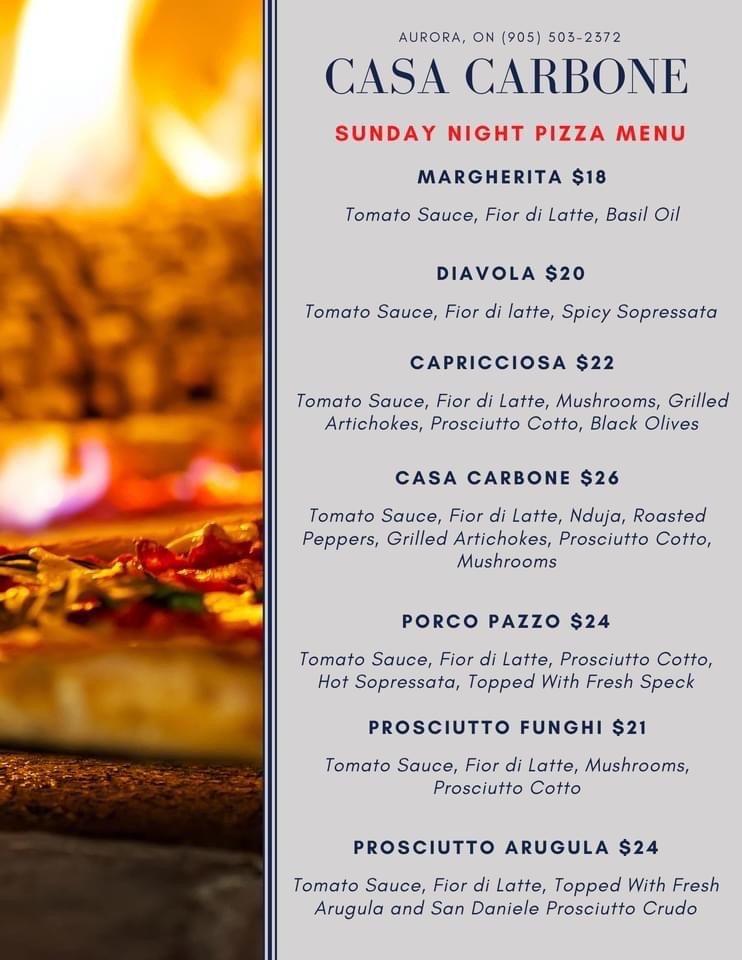 Menu at Casa Carbone Ristorante restaurant, Aurora