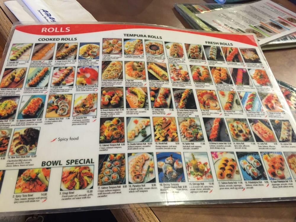 Menu at Abashiri Japanese Restaurant, Bloomingdale