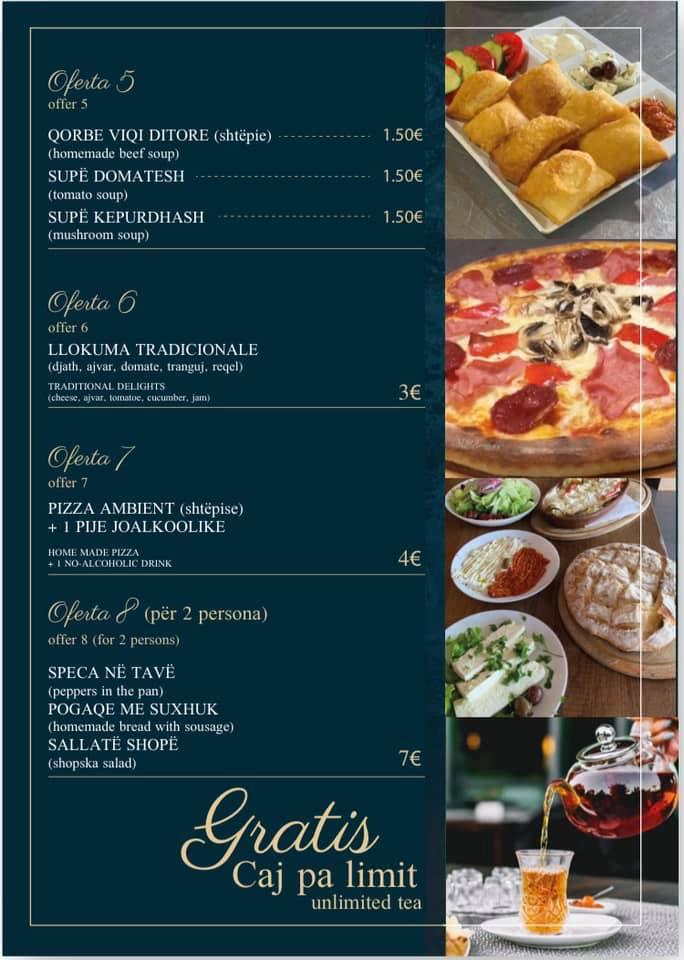 Menu at Ambient Restaurant, Prizren