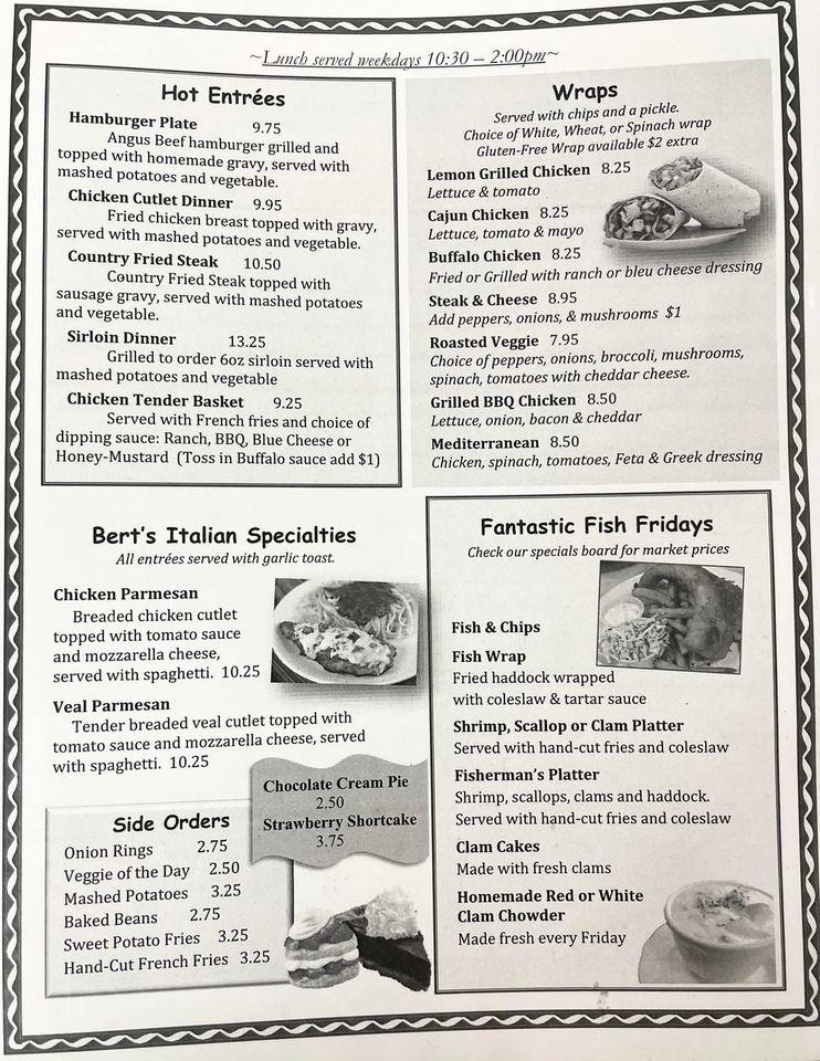 Menu at Bert's Breakfast & Lunch restaurant, Uxbridge