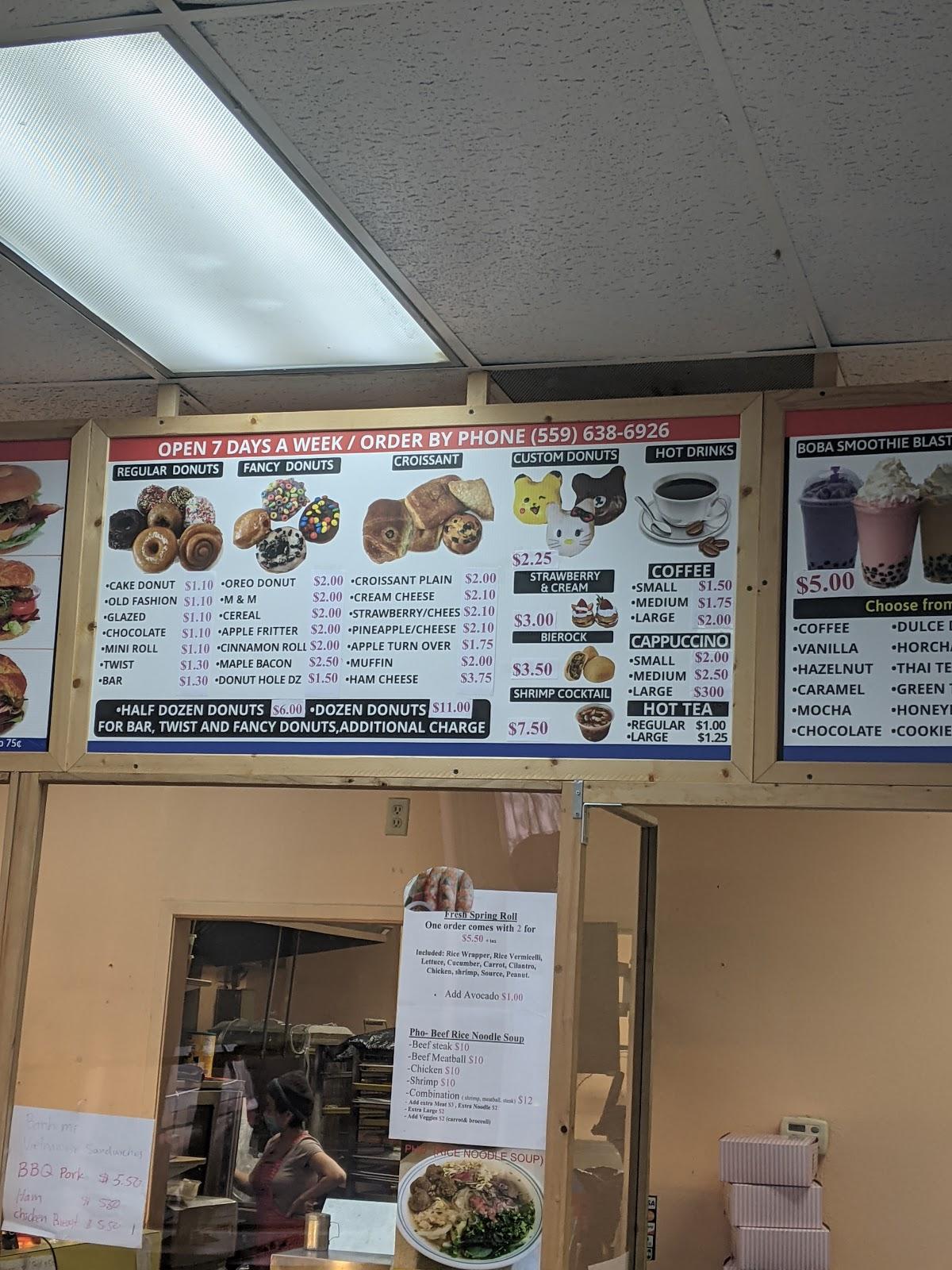 Menu at City Doughnuts restaurant, Reedley