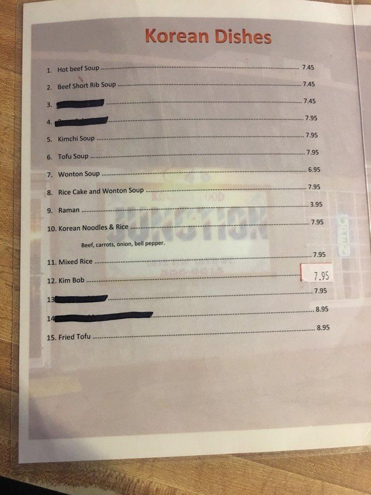 Menu at The Junction Restaurant Korean &International cuisine, Lawton