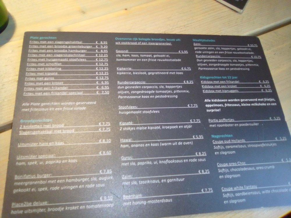 Menu at Place2Be Lunchroom & Snackbar, Dokkum