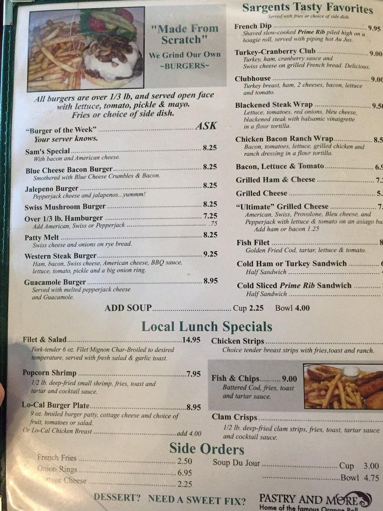 Menu at Sargents Restaurant & Lounge, Hayden