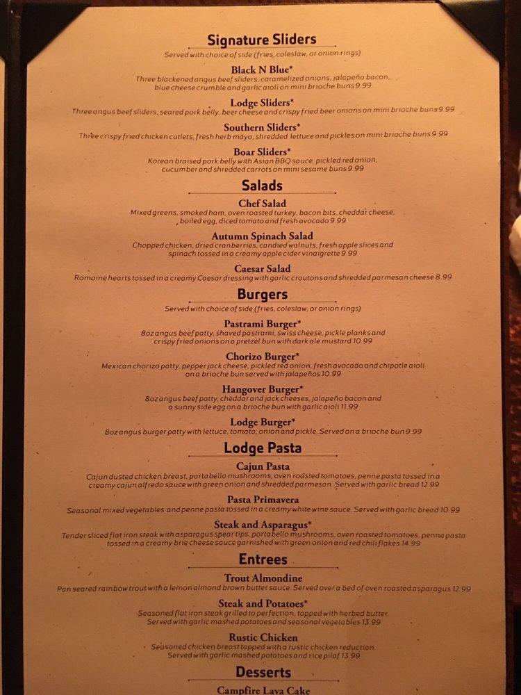 Menu at The Lodge Grand Teton pub & bar, Las Vegas, Grand Teton Dr