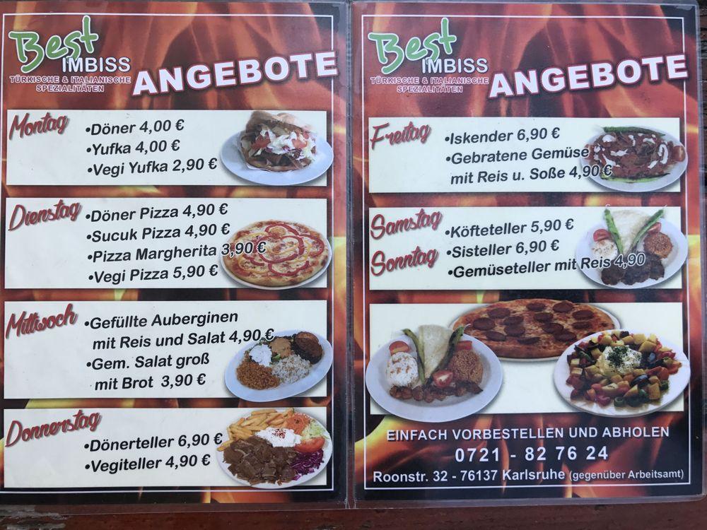Menu at Best-Imbiss fast food, Karlsruhe