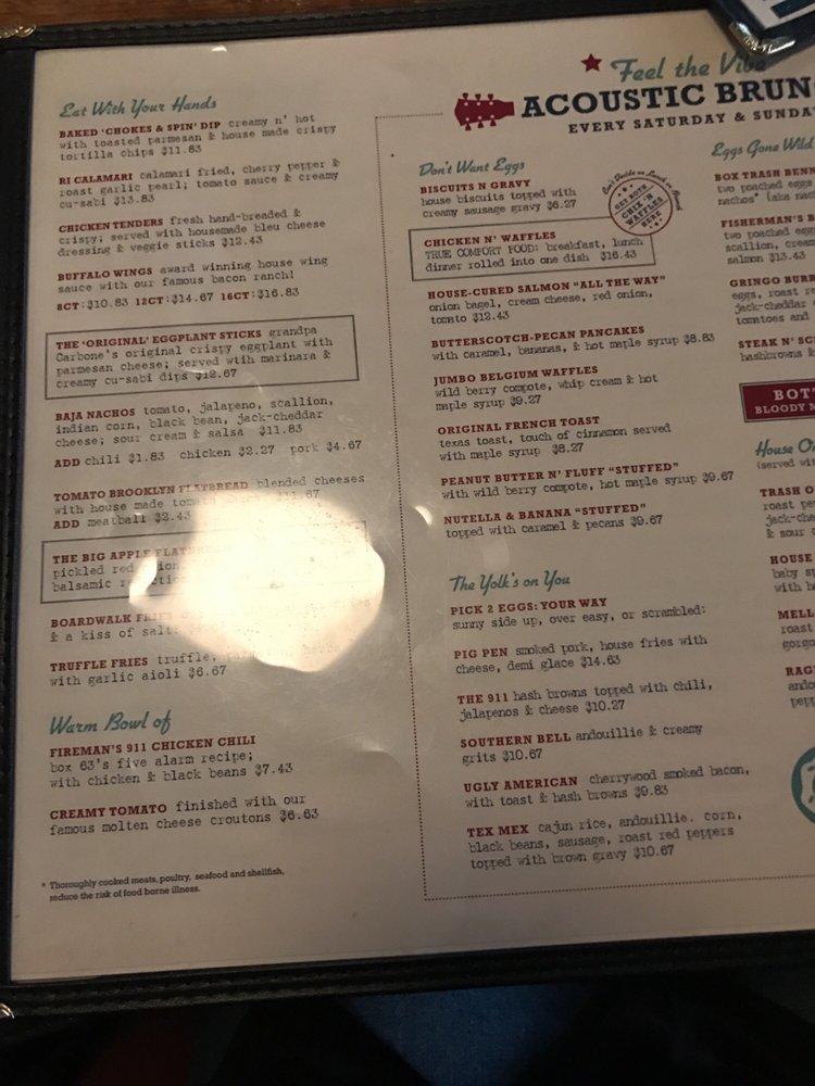 Menu at Box 63 American Bar & Grill, New Haven
