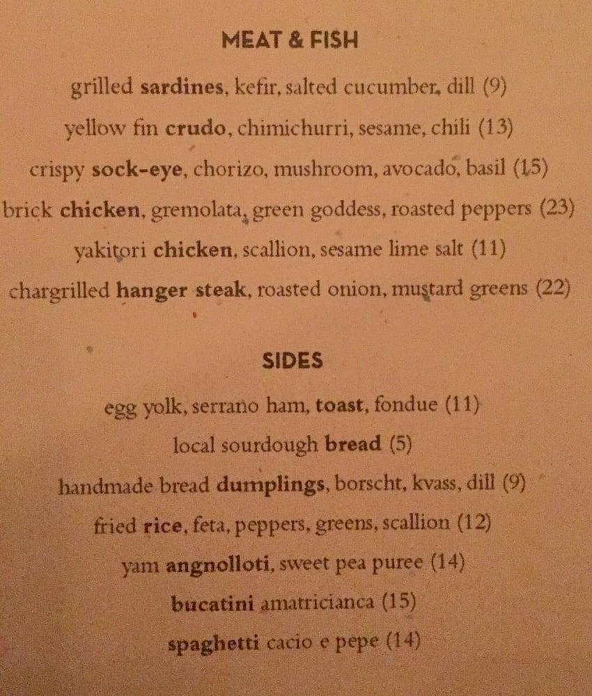 Menu at Ten Foot Henry restaurant, Calgary