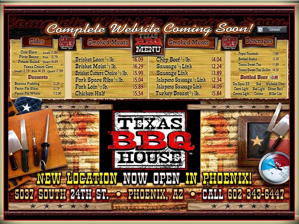 Menu at Texas BBQ House, Phoenix, S 24th St