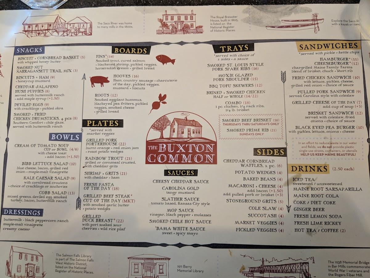 Menu at The Buxton Common restaurant, Buxton