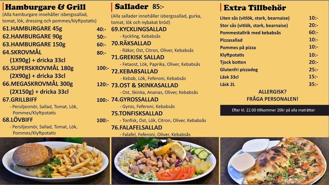Menu at Viking Pizzeria Oskarshamn, Oskarshamn
