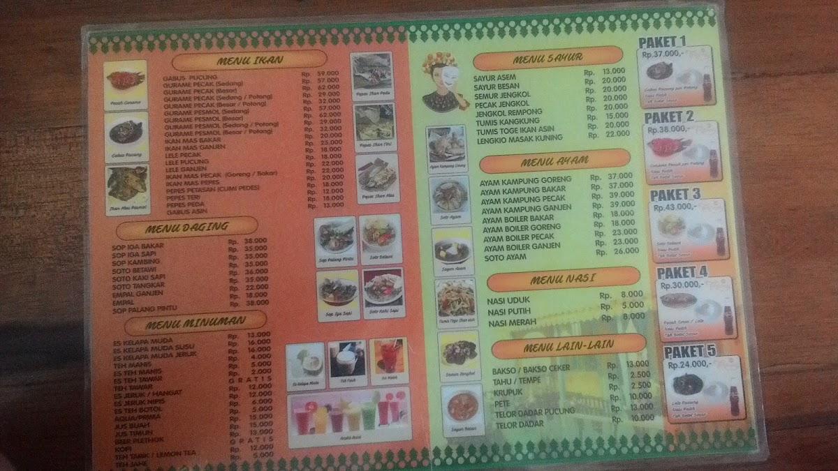 Menu at Dapur Betawi restaurant, Depok, Jl. Delima