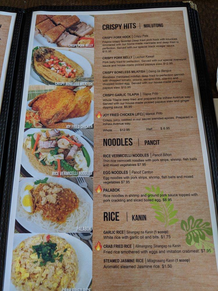 Menu at Inihaw Avenue Filipino Kitchen BBQ, Irving