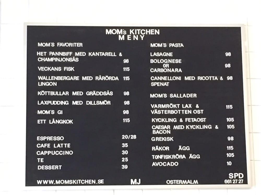 Menu at Mom's Kitchen Nybrogatan restaurant, Stockholm, Nybrogatan 40