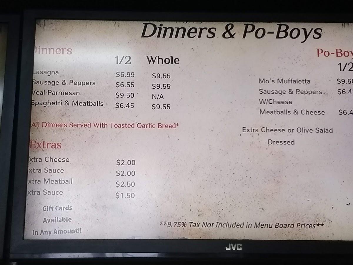 Menu at Mo's Pizza pizzeria, Westwego