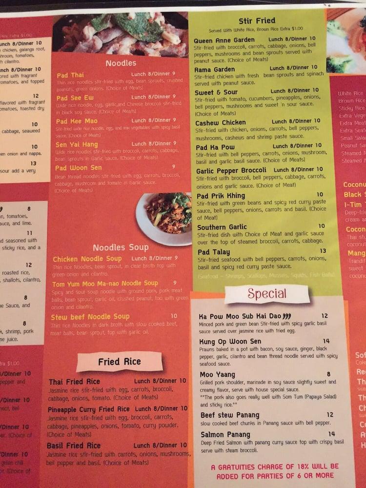 Menu at Pung Kang restaurant, Seattle