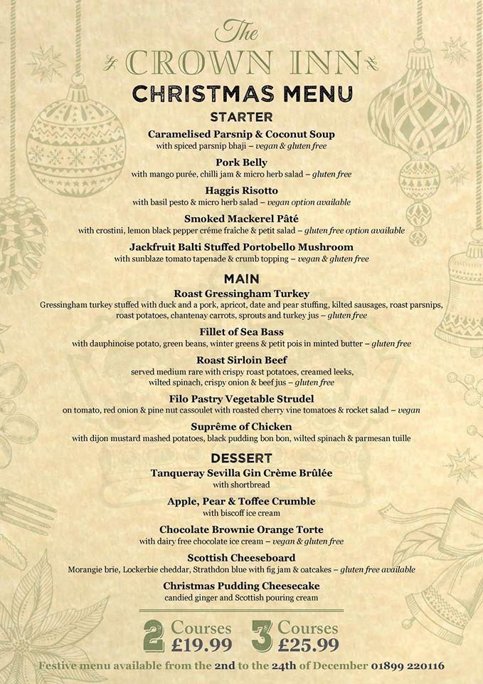 Menu at The Crown Inn pub & bar, Biggar