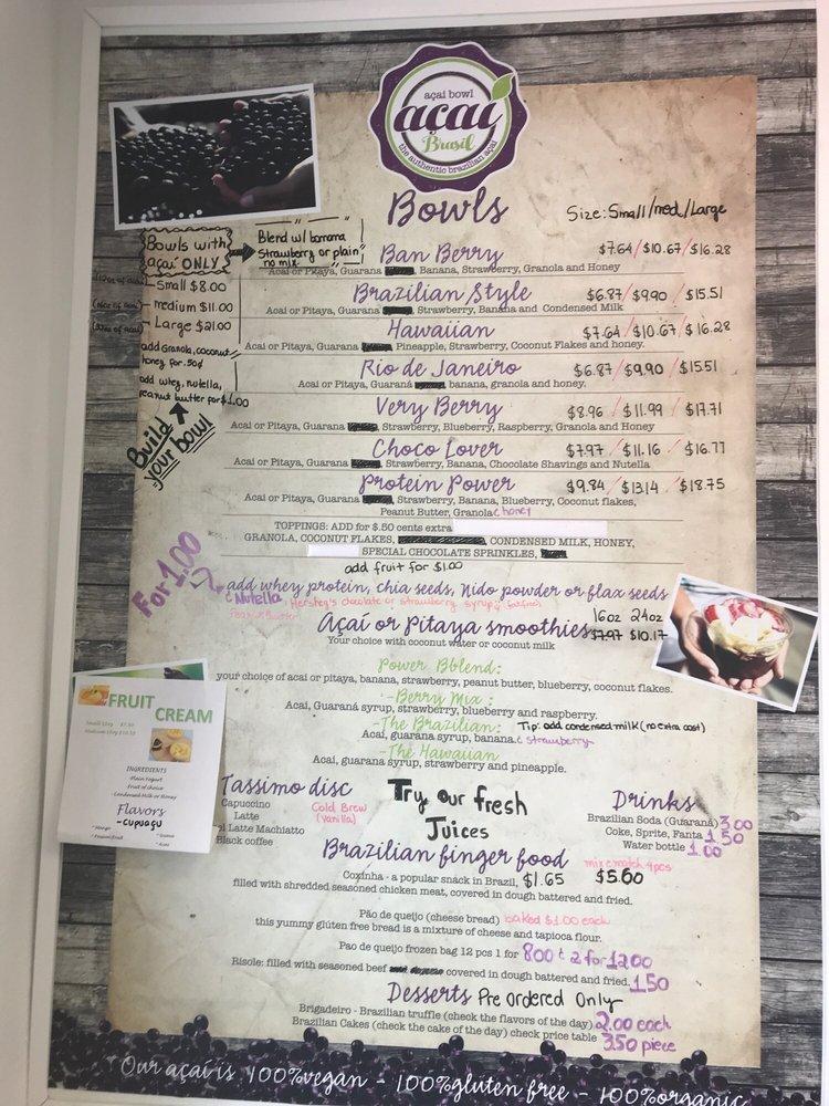 Carta del pub y bar Acai Brasil USA, Houston, W Lake Houston Pkwy #150