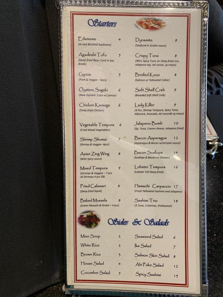 Menu at Otoro Sushi restaurant, Scotts Valley