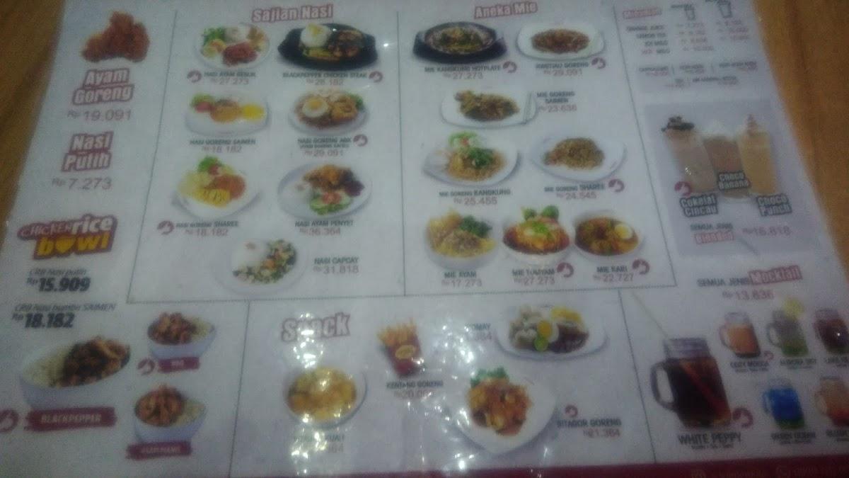Menu at SAIMEN restaurant, Palembang