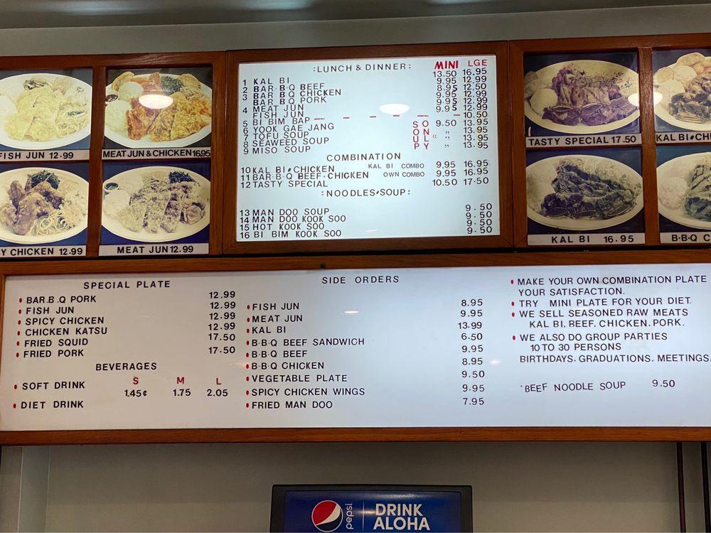 Menu at Tasty Korean BBQ, Kaneohe