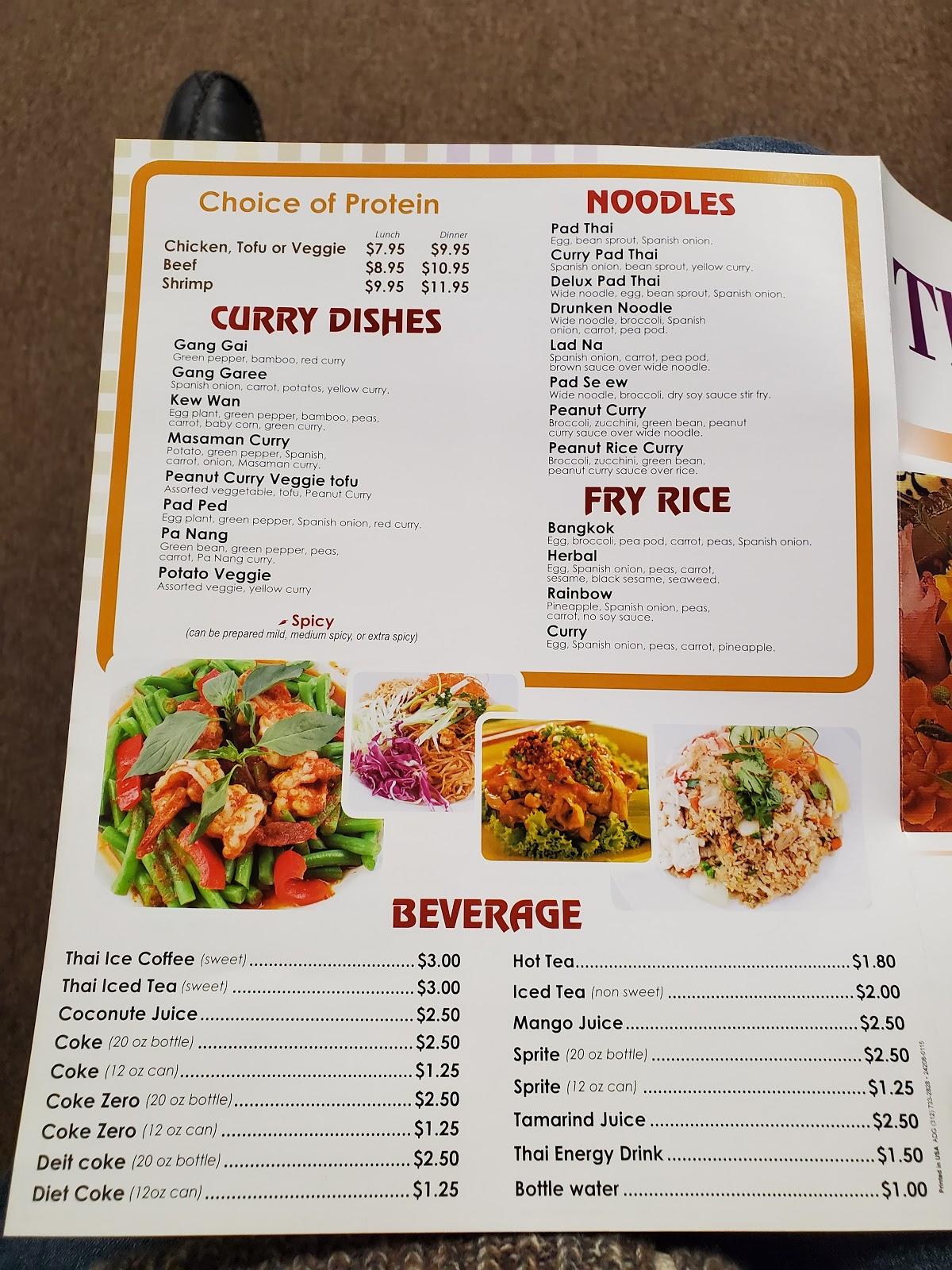 Menu at Thai Flavor restaurant, Battle Creek
