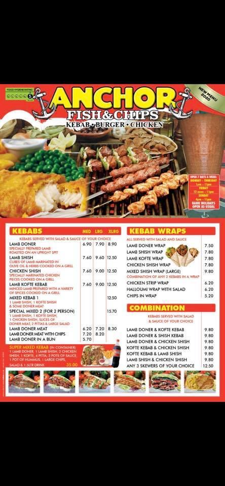 Menu at Anchor Fish & Chips fast food, Ingatestone